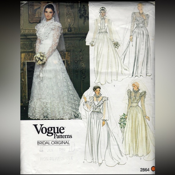Vogue | Other | Vintage Vogue Bridal Dress Pattern 2864 Womens 60s 70s ...